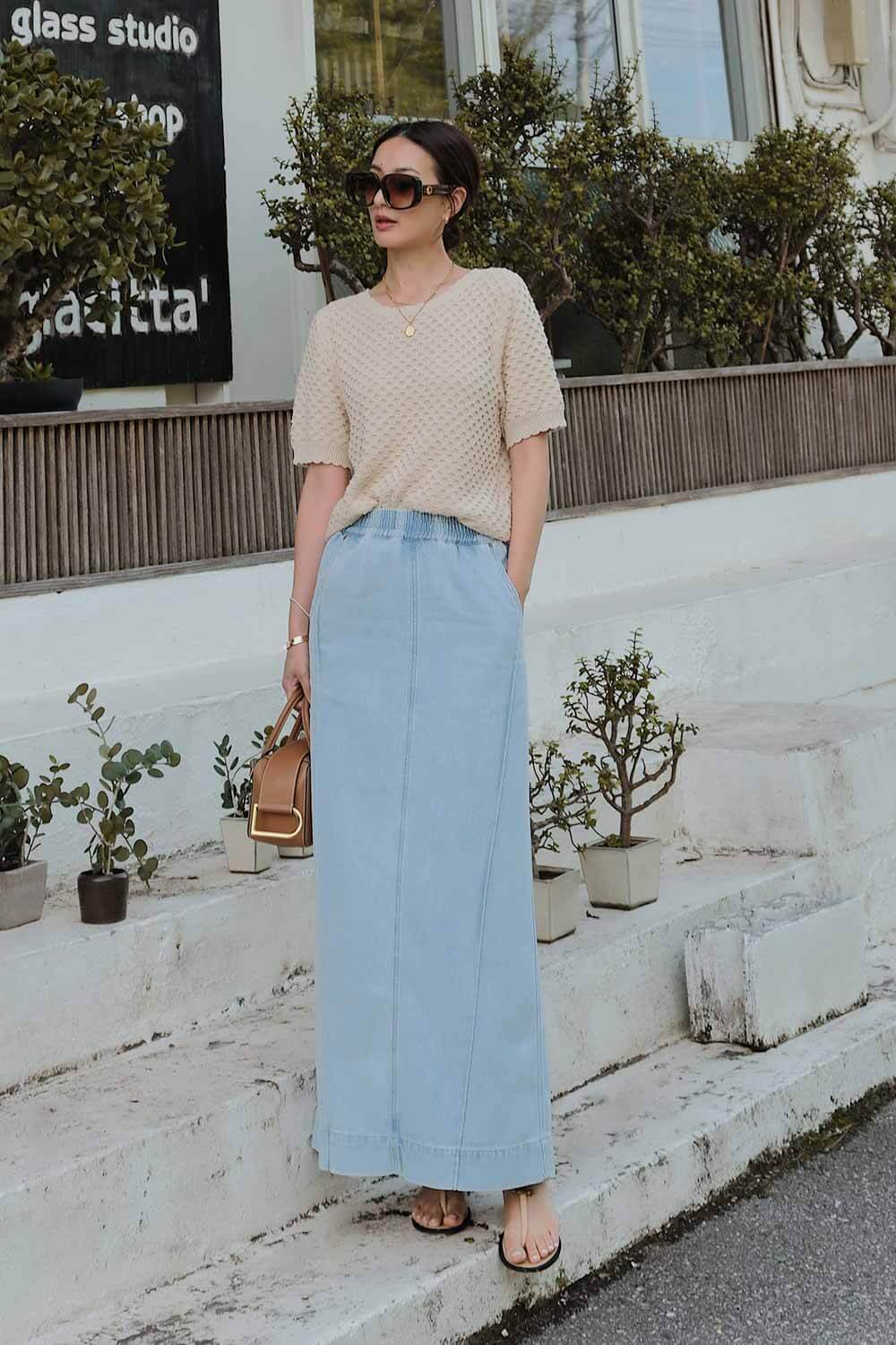 立褶鬆緊牛仔裙 | FRND | We have all things in common.